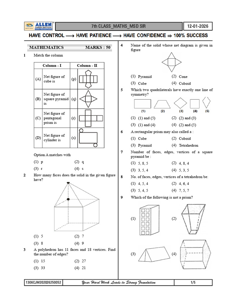 Paper_Symmetry, Visualising Solid Shapes, Squares and Square Roots ...