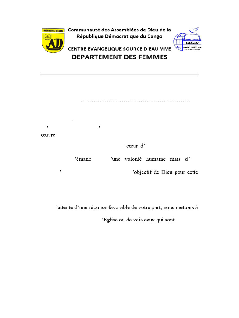 Communauté Des Assemblées de Dieu de La | PDF