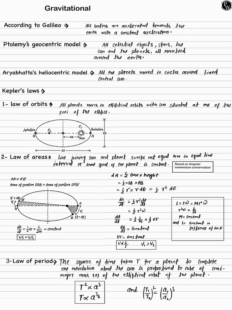 Gravitation - Handwritten Notes - Physics by Manish Raj Sir | PDF
