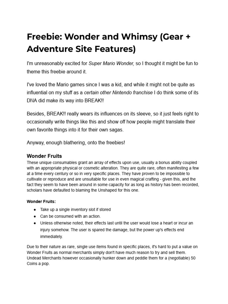 Freebie_ Wonder and Whimsy (Gear + Adventure Site Features) | PDF