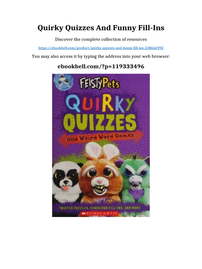 Quirky Quizzes and Funny Fill-Ins Latest PDF 2025 | PDF | Battle Of The ...