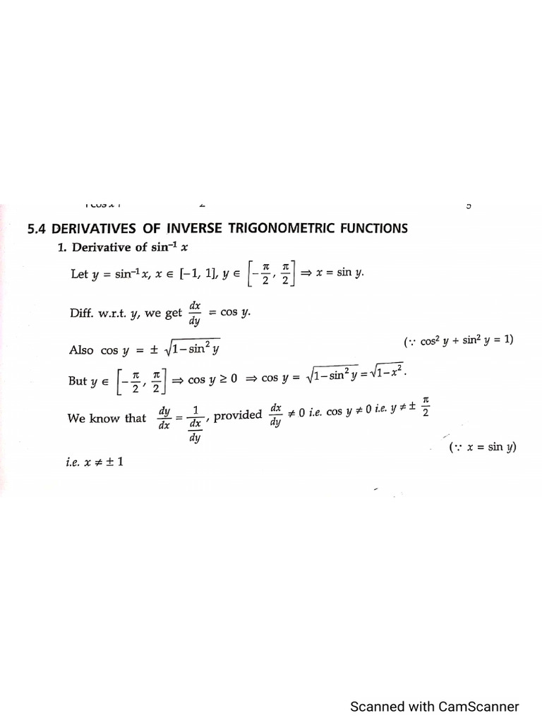 Derivative (Inverse Functions) | PDF
