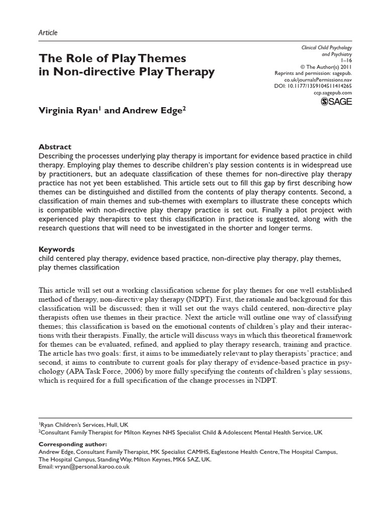 Play Themes | PDF | Play Therapy | Psychotherapy