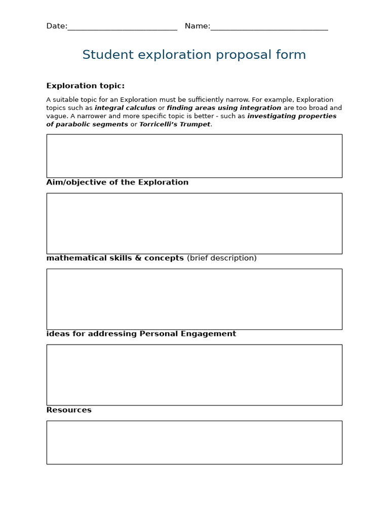 MAT - AA IA Student Exploration Proposal Form | PDF