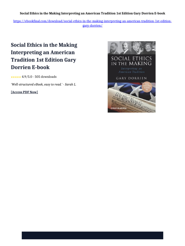 Social Ethics in the Making Interpreting an American Tradition 1st ...