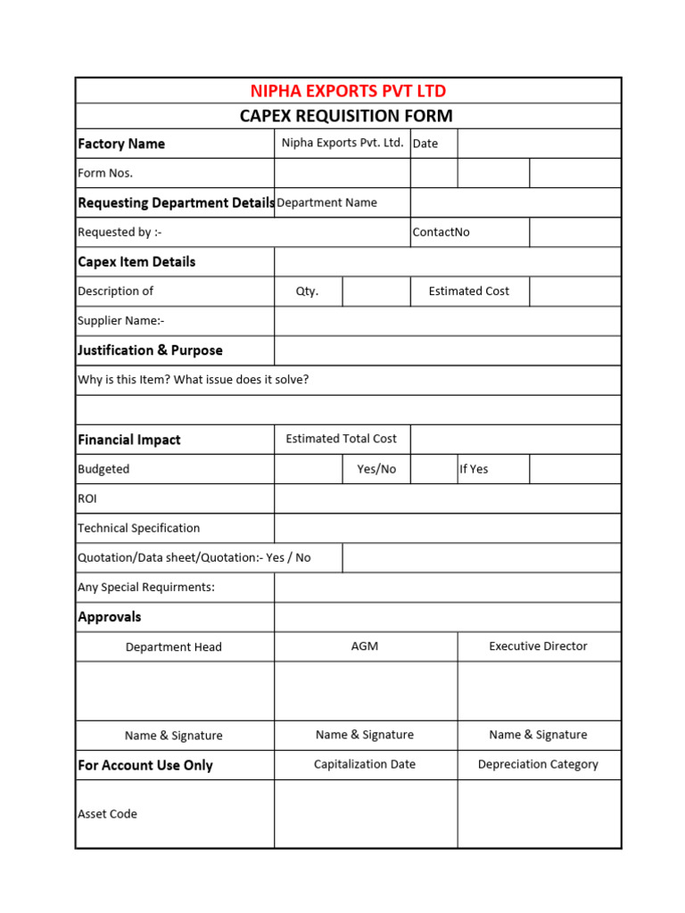 Capex Form (1) | PDF