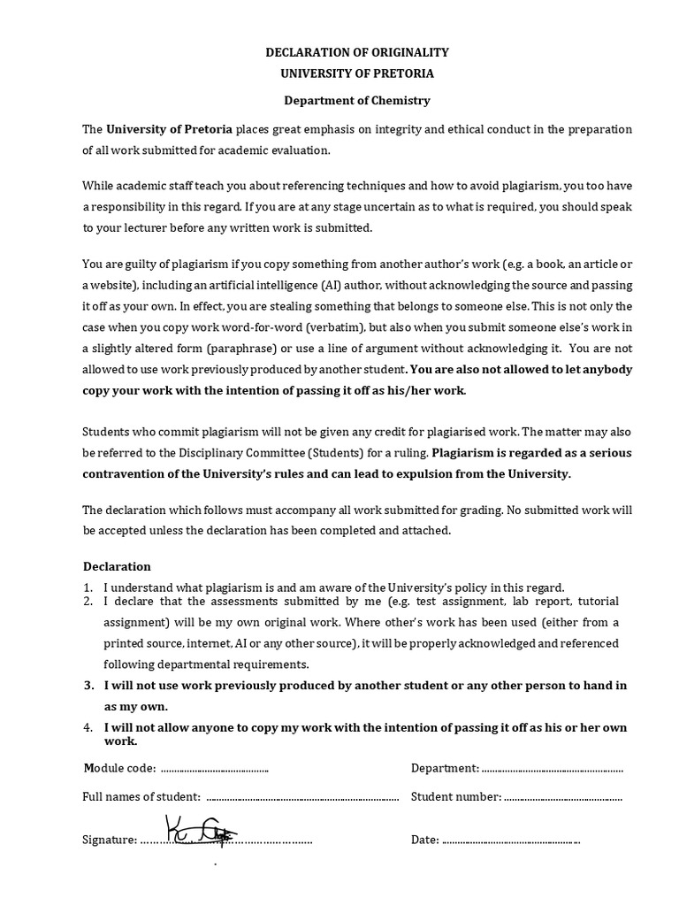 UP Originality Declaration Form (1) | PDF | Plagiarism