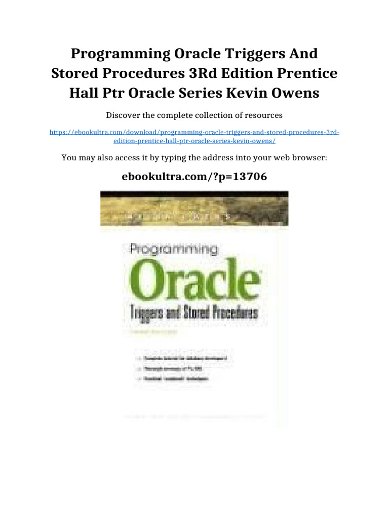 Programming Oracle Triggers and Stored Procedures 3rd Edition Prentice ...