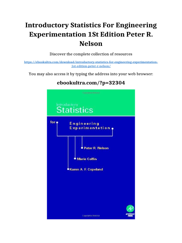 Introductory Statistics For Engineering Experimentation 1st Edition ...