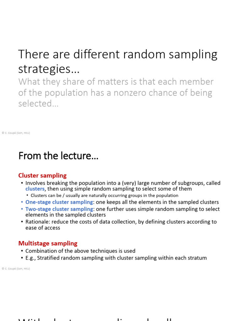Core Statistical Concepts - More on Cluster Sampling | PDF | Sampling ...