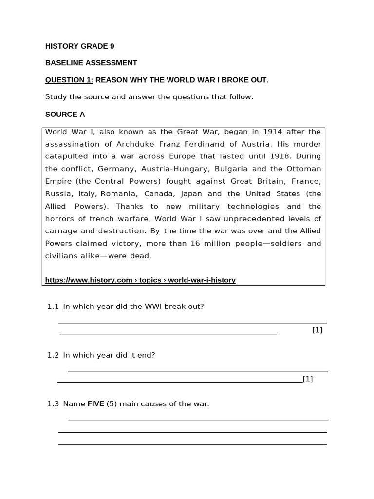 Grade 9 History Term 1 Worksheets 2026 | PDF | Weimar Republic | Fascism