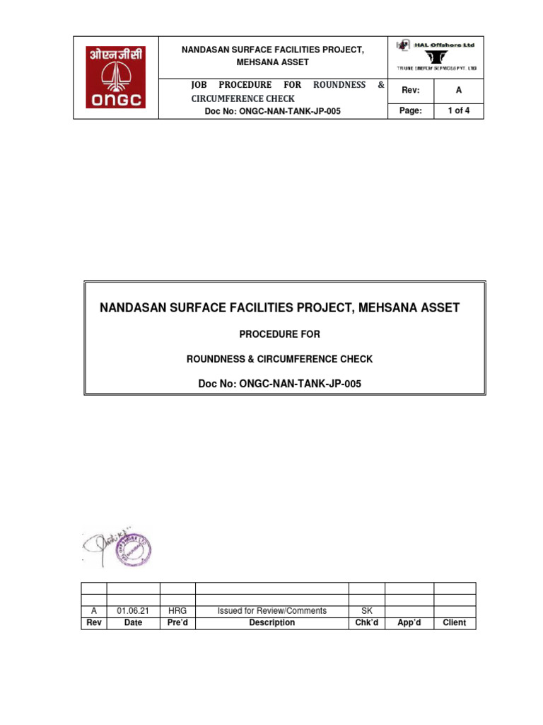 Job Procedure - Roundness & Circumference Check | PDF | Welding ...