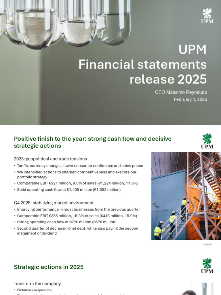 Upm Ceo Presentation q4 2025 Final | PDF | Pulp (Paper) | Paper