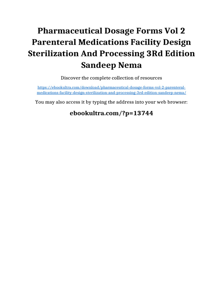 Pharmaceutical Dosage Forms Vol 2 Parenteral Medications Facility ...