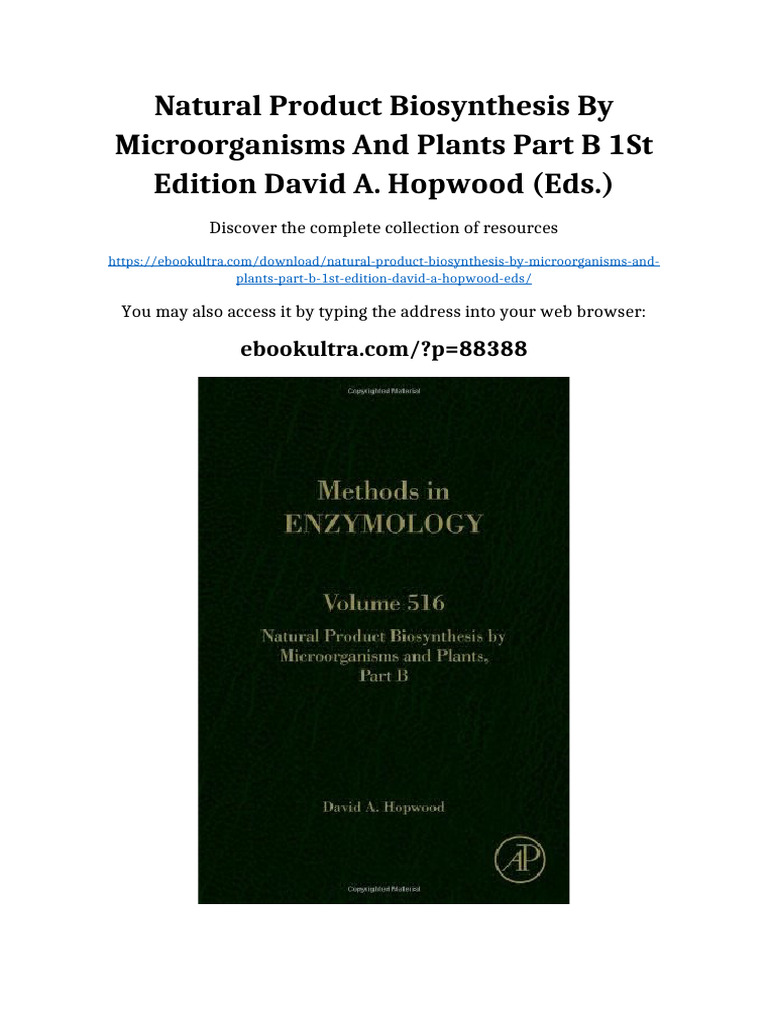 Natural Product Biosynthesis by Microorganisms and Plants Part B 1st ...