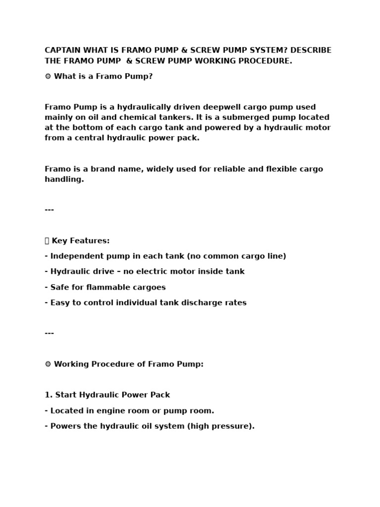 Framo Pump & Inert Gas System | PDF | Pump | Fluid Dynamics