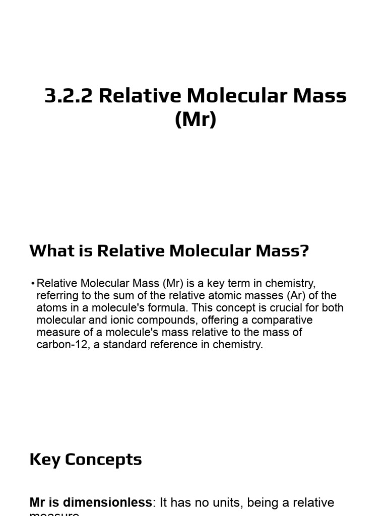 Relative Molecular Mass | PDF | Mole (Unit) | Molecules