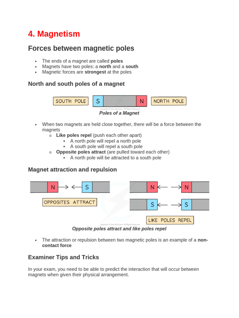 IGCSE CIE Physics 4. Magnetism | PDF | Electric Charge | Electric Current