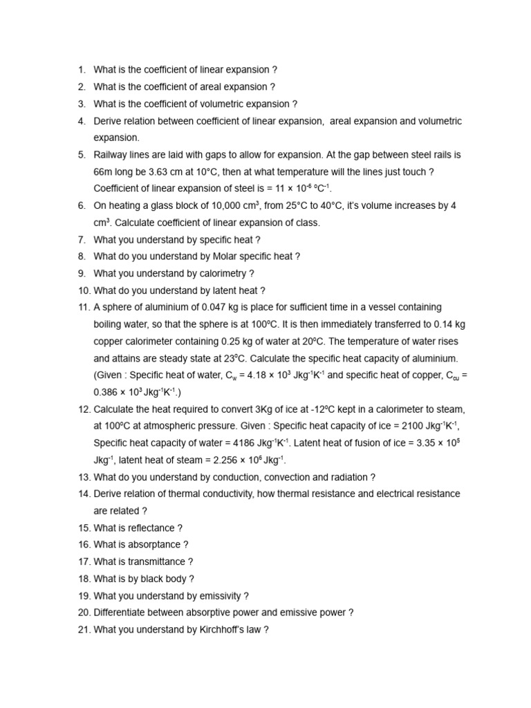 Thermal Properties of Matter Worksheet | PDF | Thermal Expansion | Heat