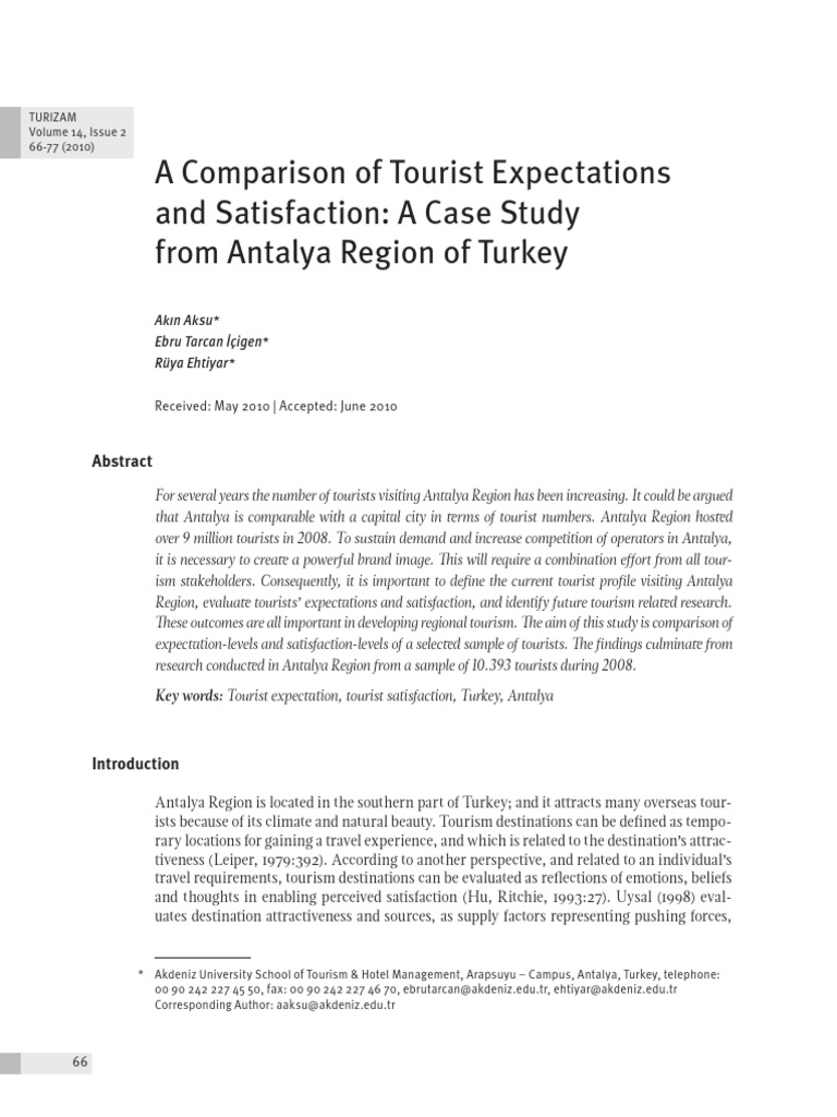 A Comparison of Tourist Expectations and Satisfaction: A Case Study ...