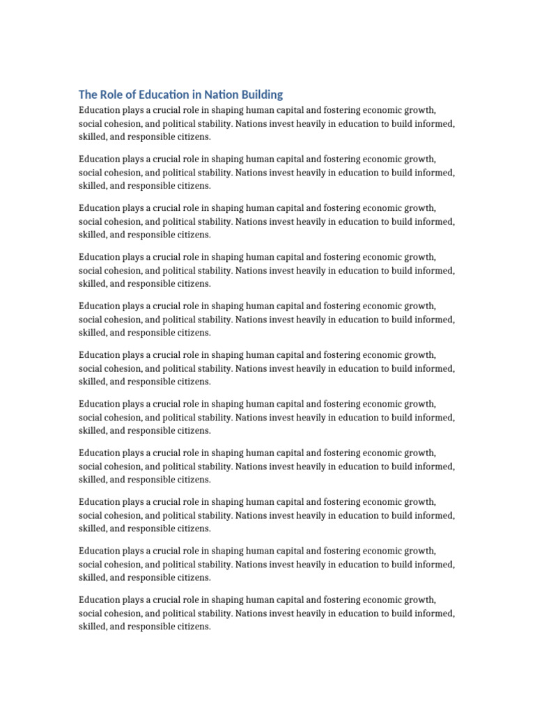 The Role of Education in Nation Building 10 Pages | PDF | Human Capital ...