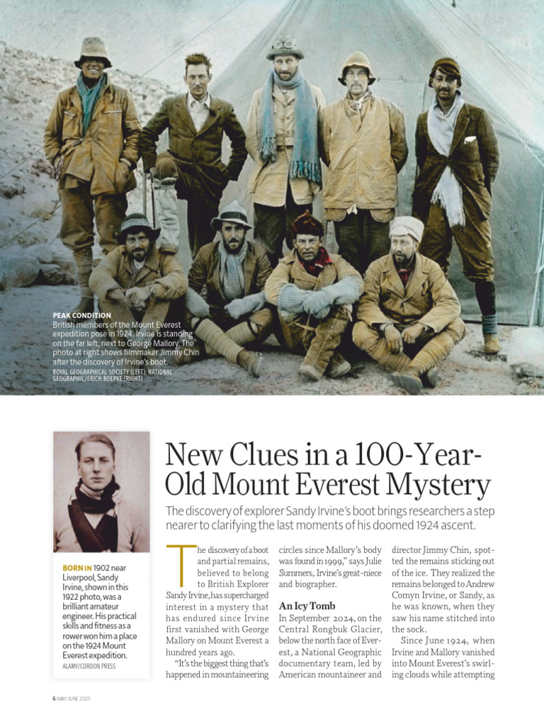 New Clues in a 100-Year-Old Mount Everest Mystery | PDF | Mount Everest ...