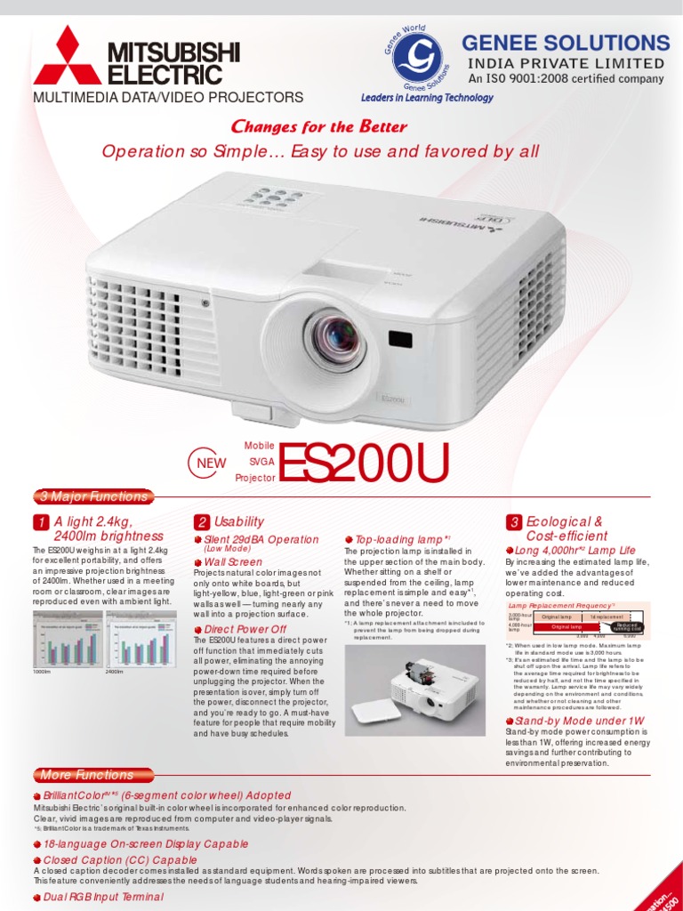 Projectors (Mitsubishi Es200u) | PDF | Video | Rgb Color Model