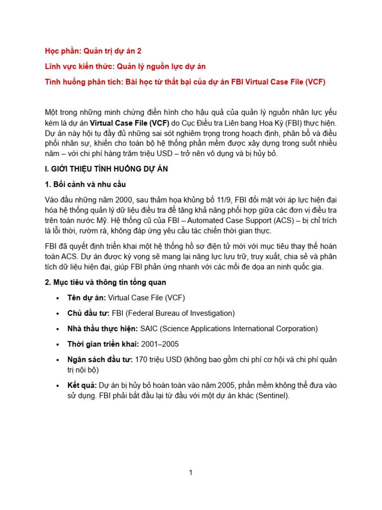 D Án FBI Virtual Case File | PDF
