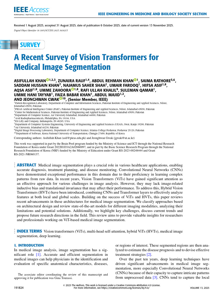 A Recent Survey of Vision Transformers For Medical Image Segmentation ...