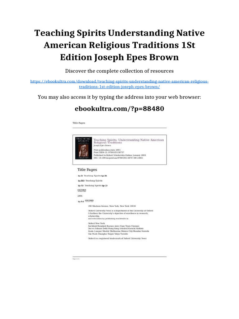 Teaching Spirits Understanding Native American Religious Traditions 1st ...