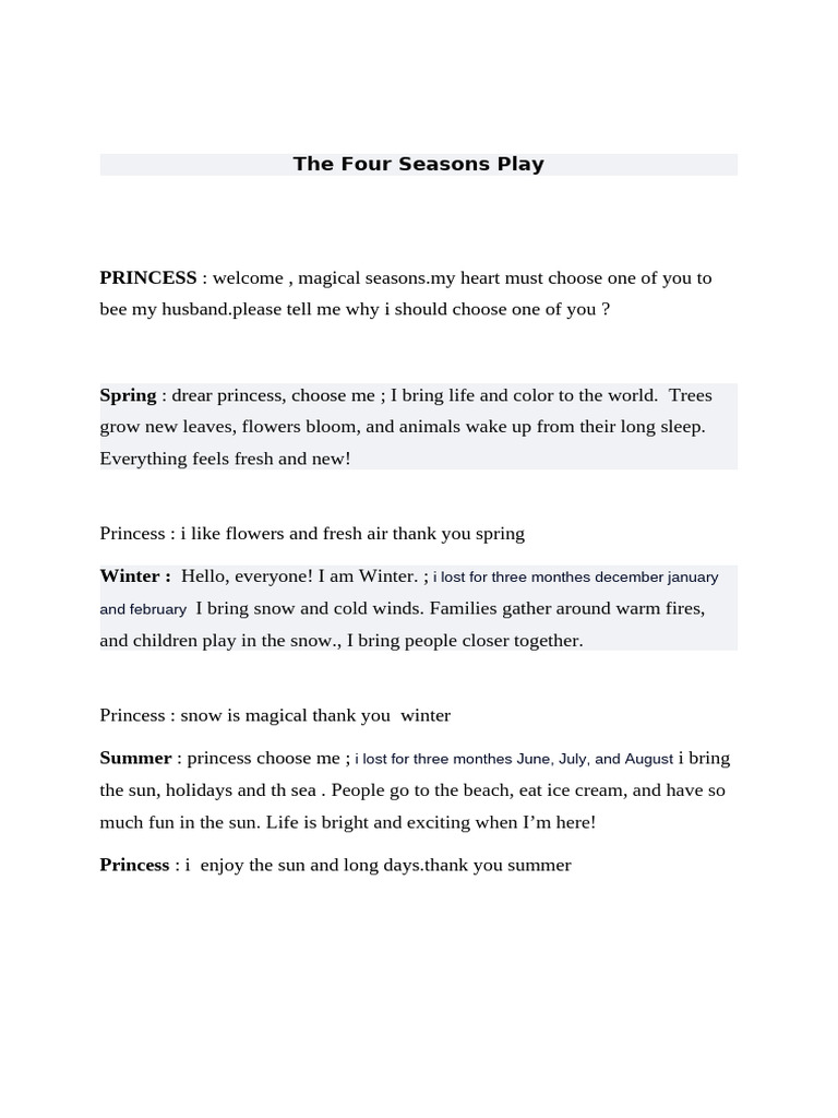 The Four Season Play | PDF