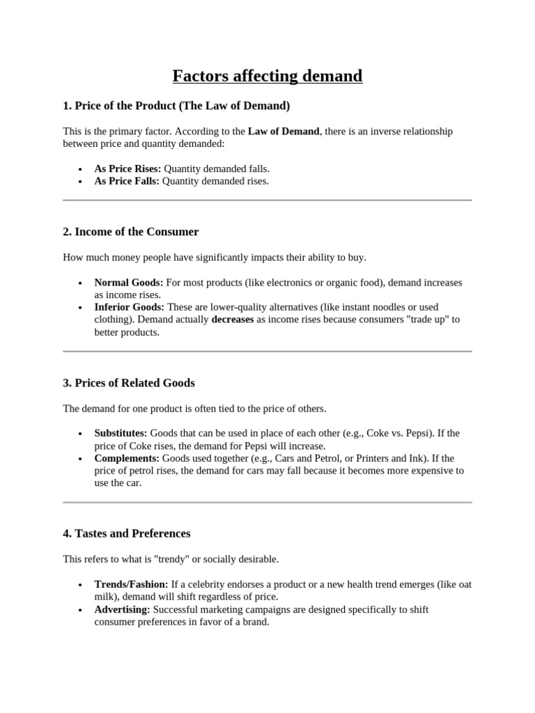 Factors Affecting Demand | PDF