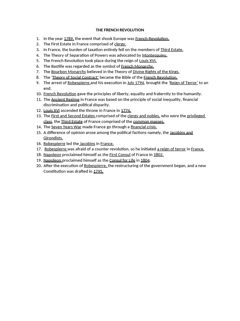 The French Revolution Mcqs | PDF