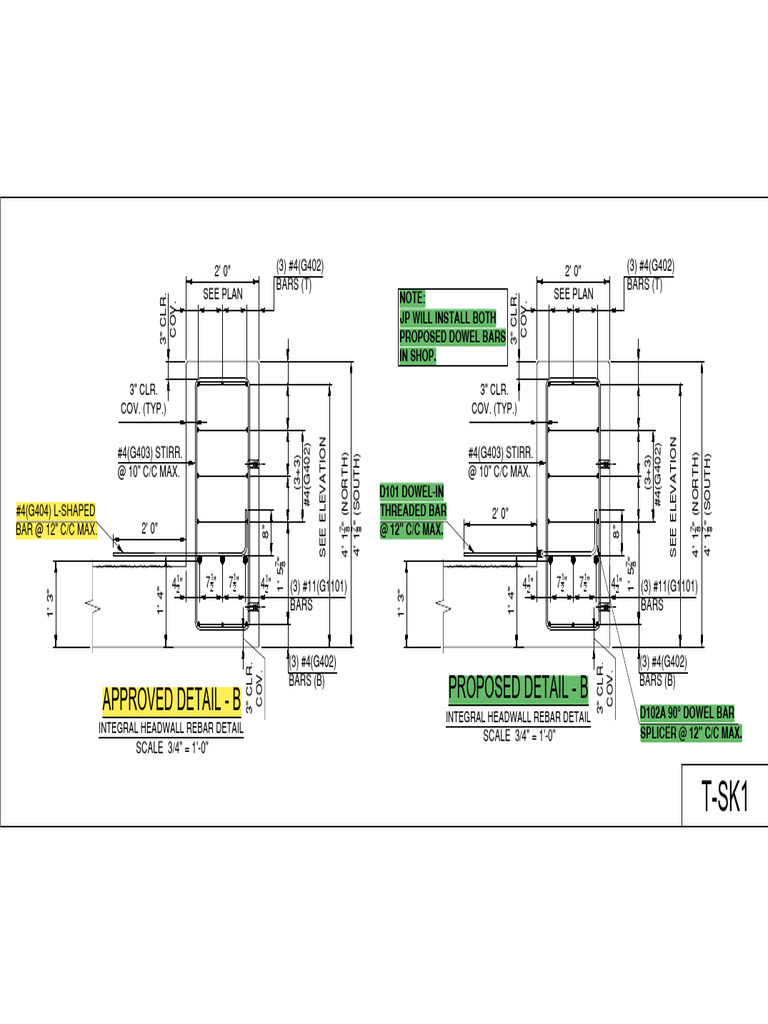 T-SK1 Sketch Proposed Dowel Splicer Bars 01-28-2026 | PDF