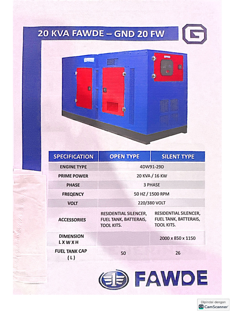 Fawde 20 Kva 4dw91-29d - August 2025 | PDF