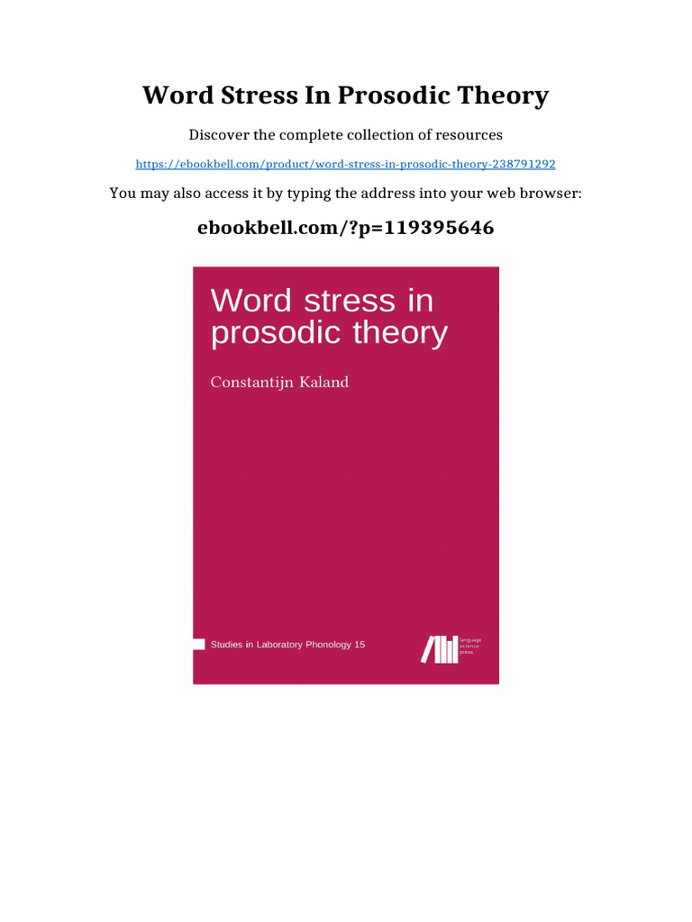 Word stress in prosodic theory Ready to Read | PDF | Dietary Fiber ...