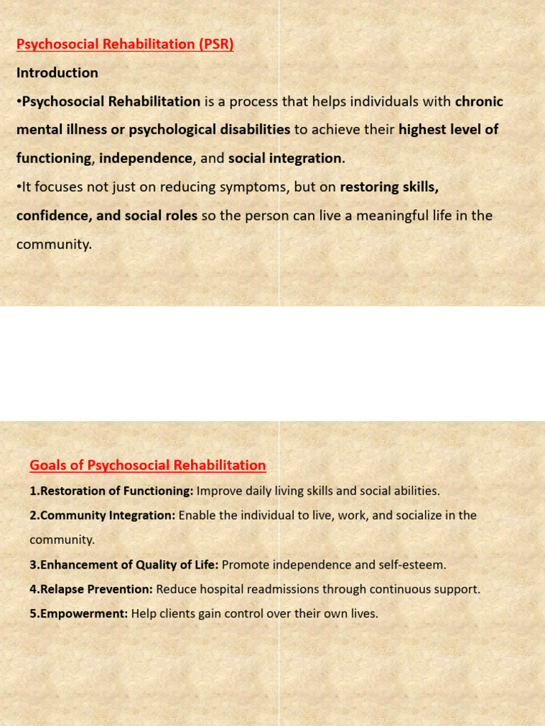Psychosocial Rehabilitation - Printable | PDF | Psychiatric ...