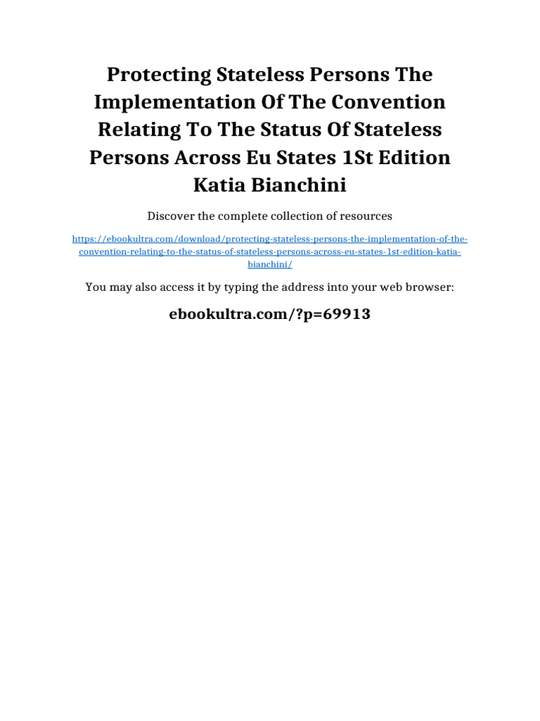 Protecting Stateless Persons The Implementation of The Convention ...