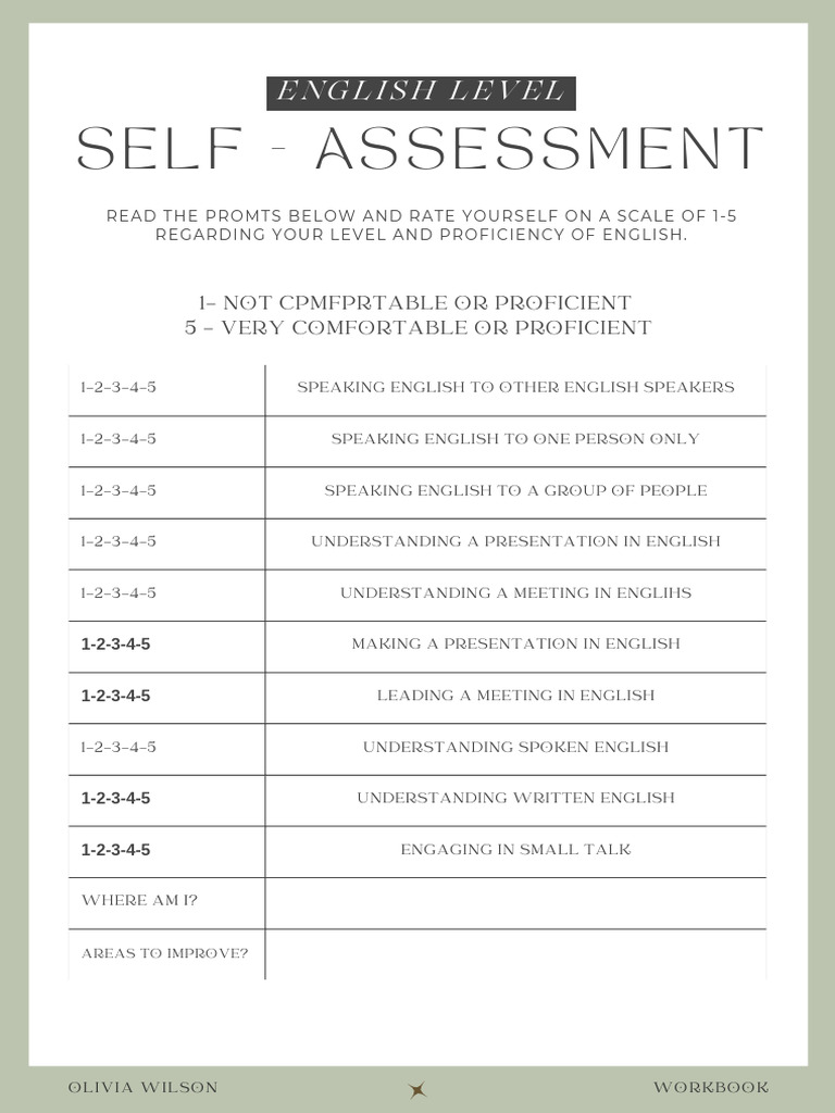 Self Assessment of English Level | PDF