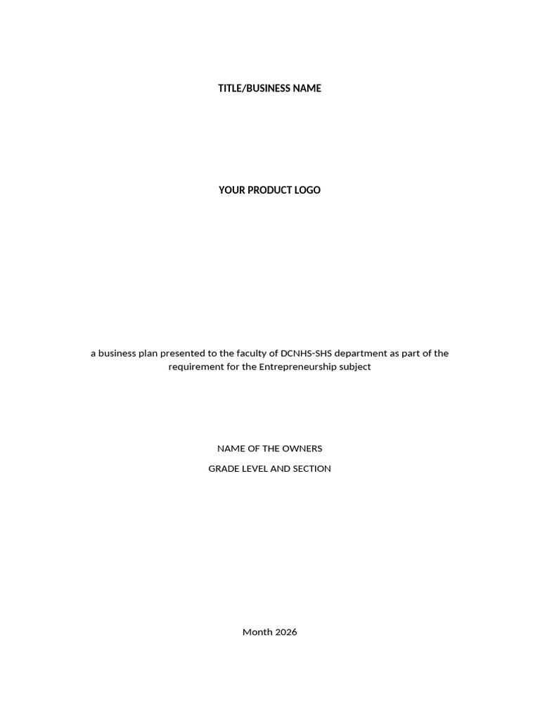 Entrep Business Plan Template | PDF | Expense | Fixed Asset