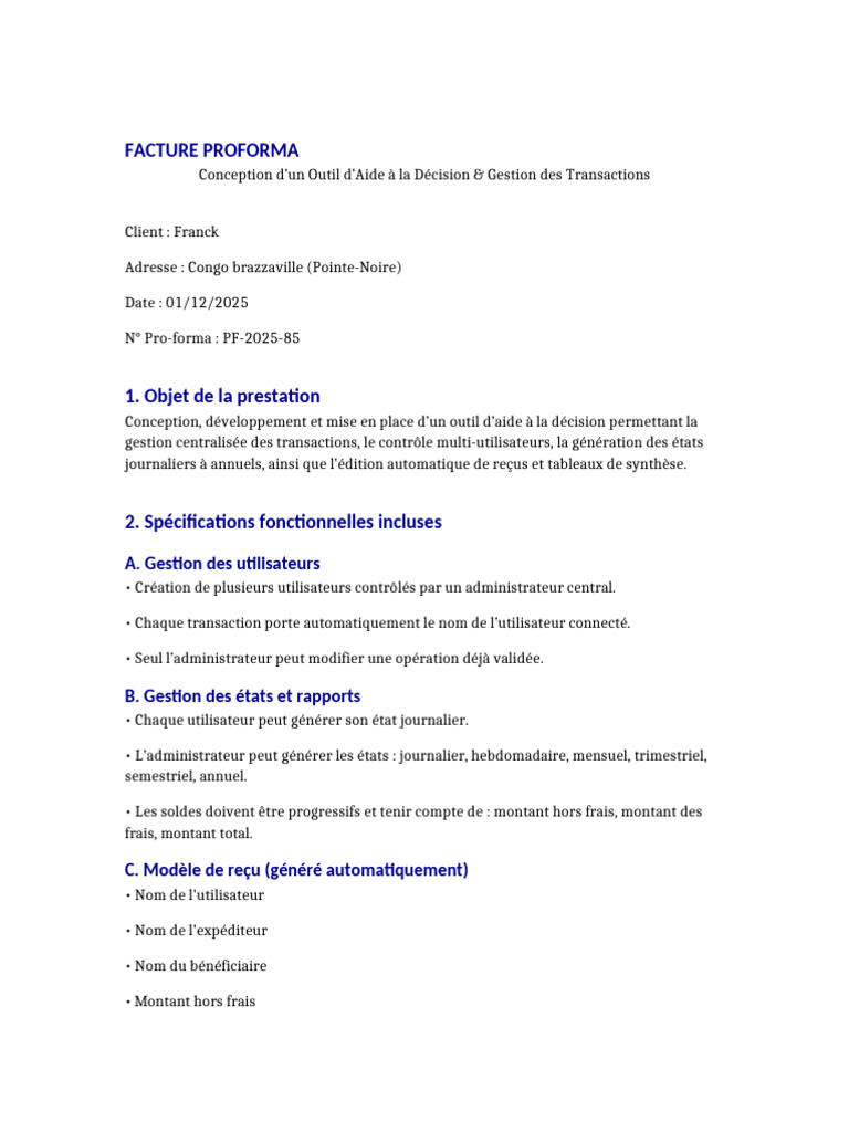 Facture Proforma TRX | PDF | Facture | Microsoft Excel