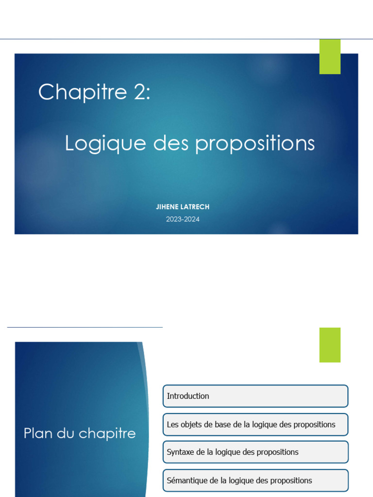 Chapitre 2 Logique Des Propositions | PDF | Logique mathématique | Logique