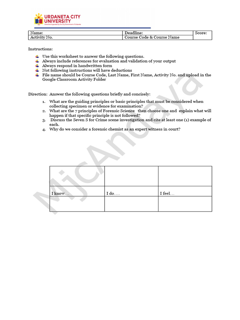 Forensic Chemistry Activity 1 August 302024 | PDF