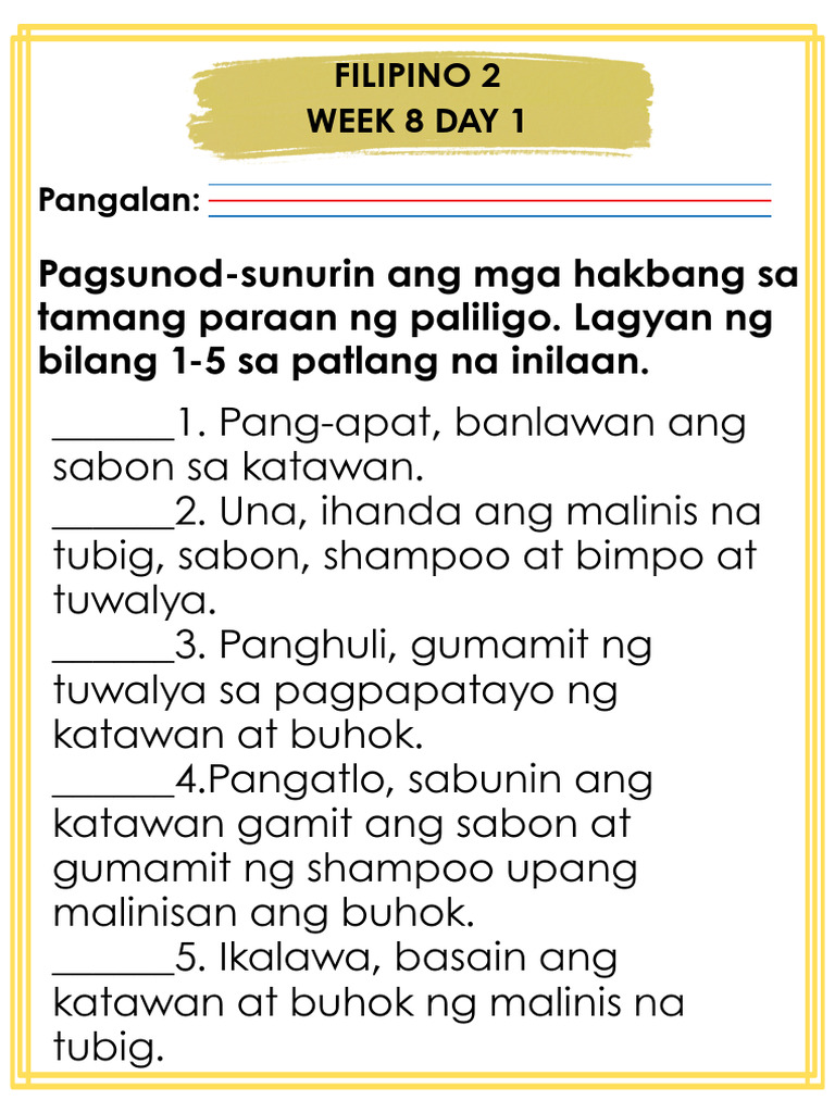 g2 Filipino Worksheet w8 | PDF