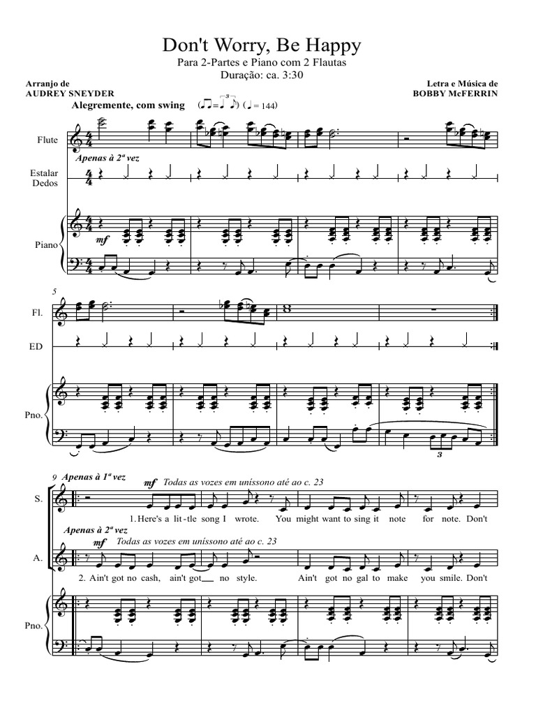 Don't Worry, Be Happy - Full Score (Vertical) | PDF