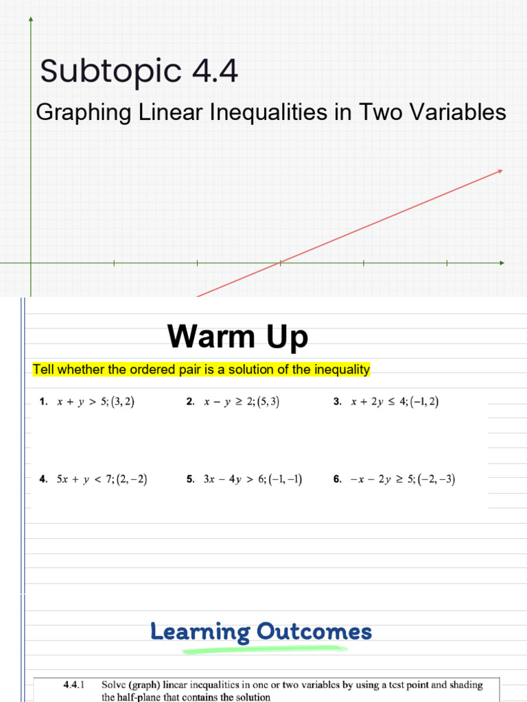 Subtopic 4.4 Graphing Linear Inequalities in Two Variables - Read-Only ...