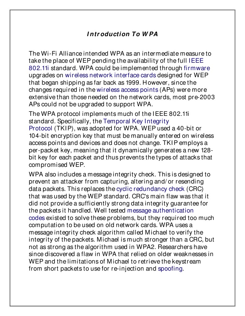 Introduction To WPA | PDF | Network Protocols | Ieee 802.11