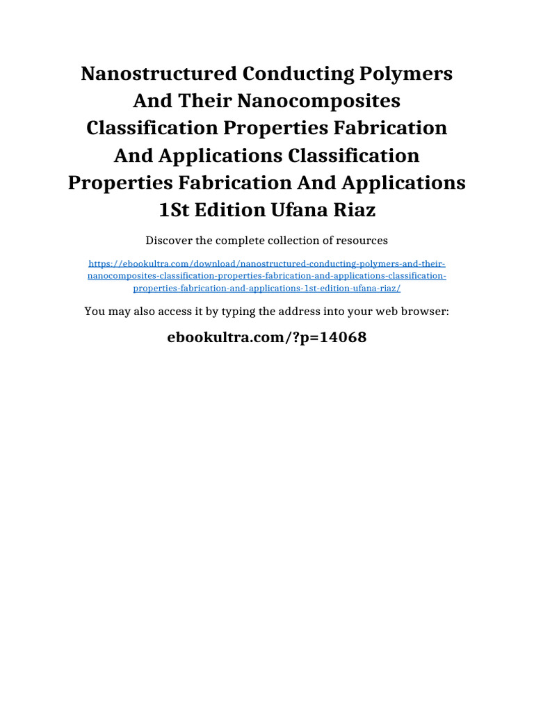 Nanostructured Conducting Polymers and Their Nanocomposites ...