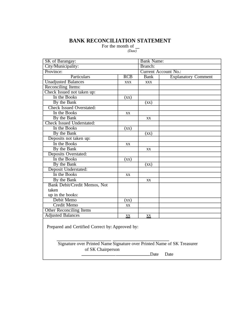 Bank Reconciliation Statement | PDF