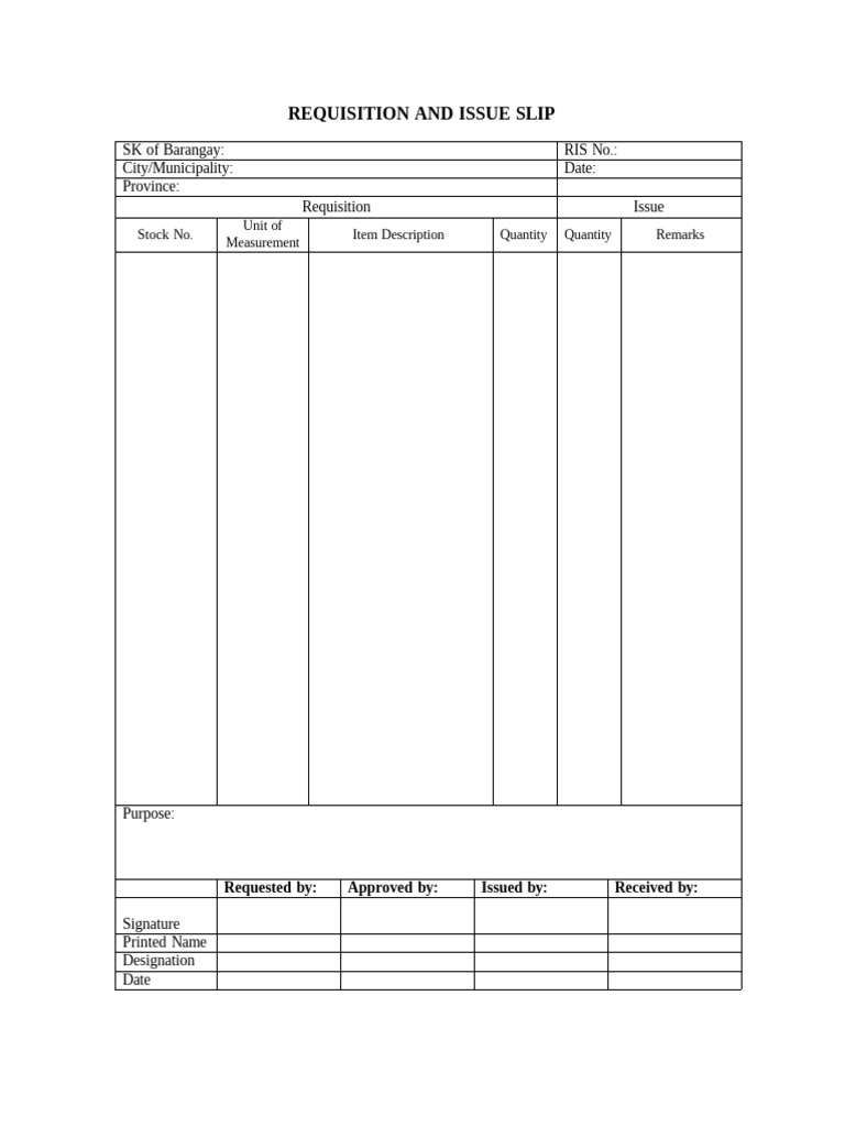 Requisition and Issue Slip | PDF